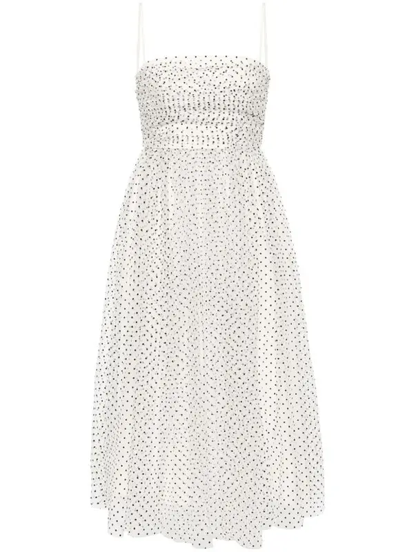 Zimmermann Polka Dot Tulle Midi Dress - White