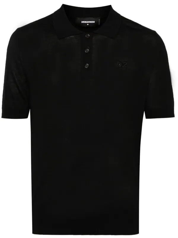 Dsquared2 Embroidered-logo Ribbed Polo Shirt - Black
