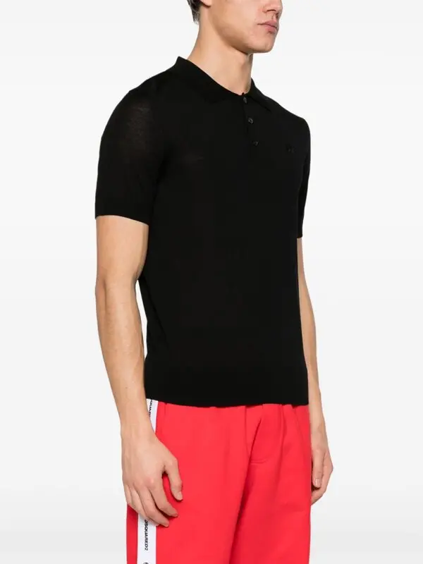 Dsquared2 Embroidered-logo Ribbed Polo Shirt - Black