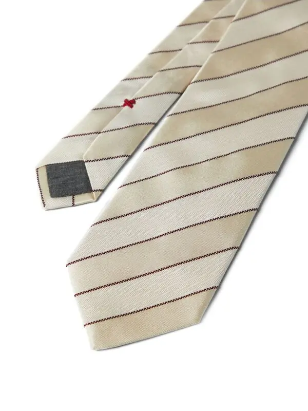 Brunello Cucinelli Striped Silk Neck Tie - Neutrals