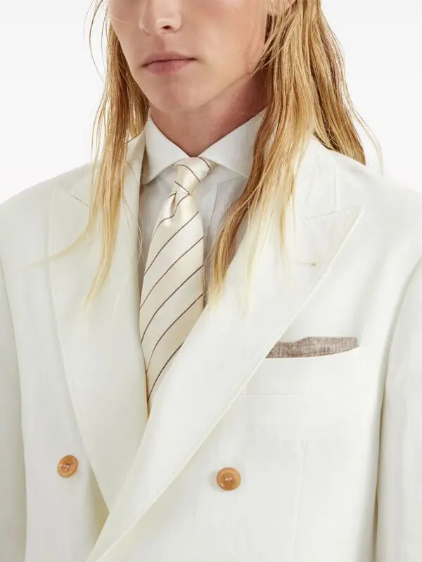 Brunello Cucinelli Striped Silk Neck Tie - Neutrals