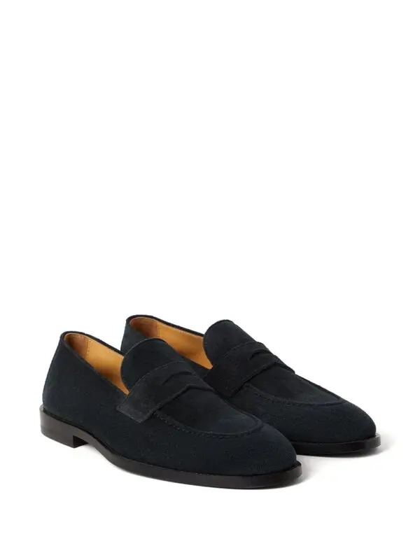 Brunello Cucinelli Suede Penny Loafers - Black