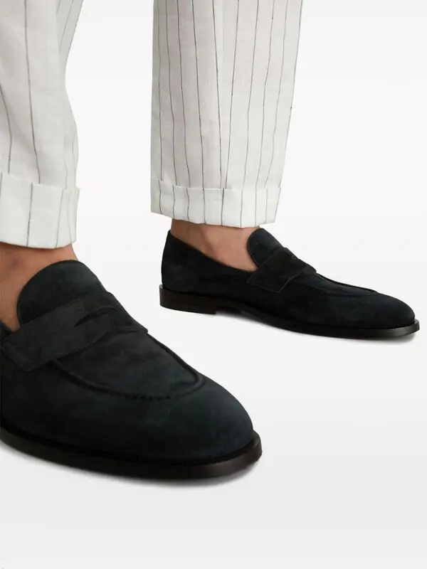 Brunello Cucinelli Suede Penny Loafers - Black