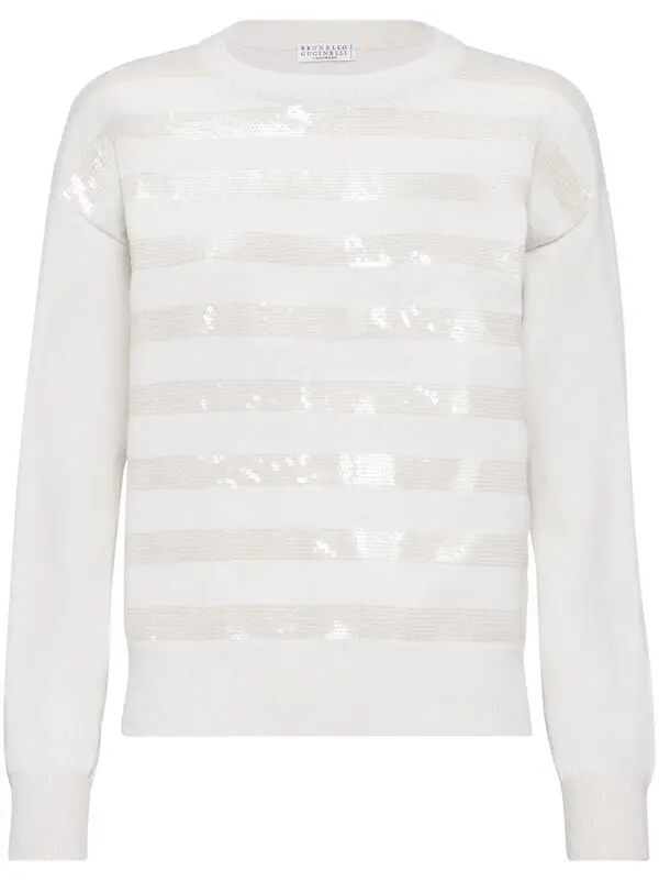 Brunello Cucinelli Striped Sequin Cashmere Jumper