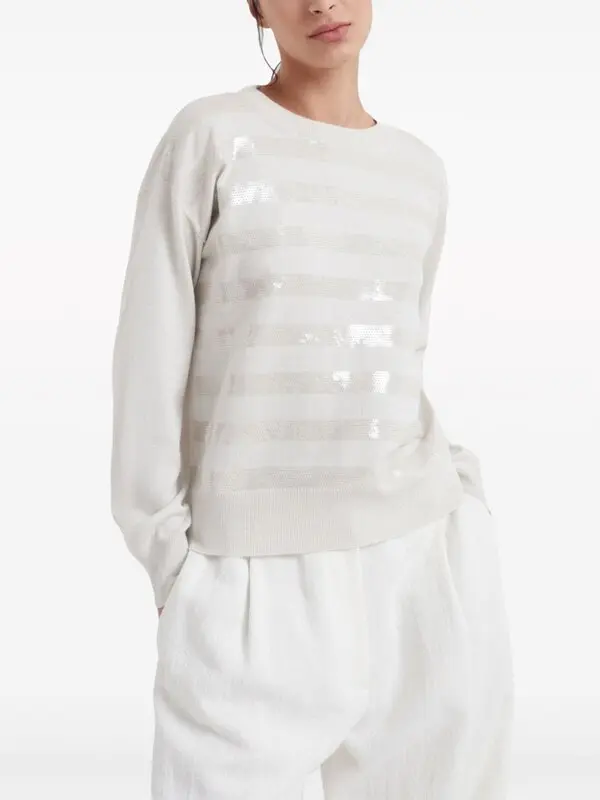 Brunello Cucinelli Striped Sequin Cashmere Jumper