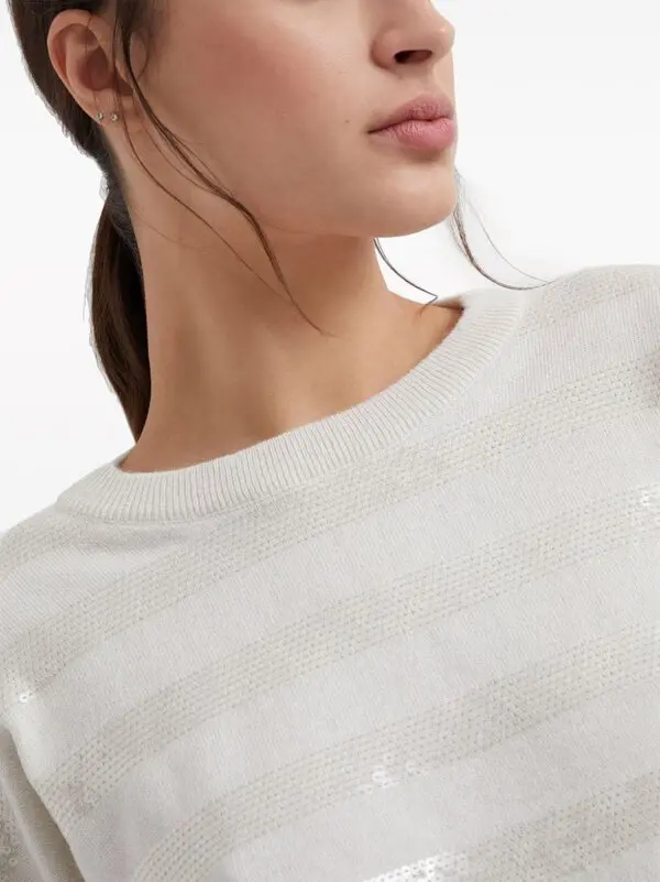 Brunello Cucinelli Striped Sequin Cashmere Jumper