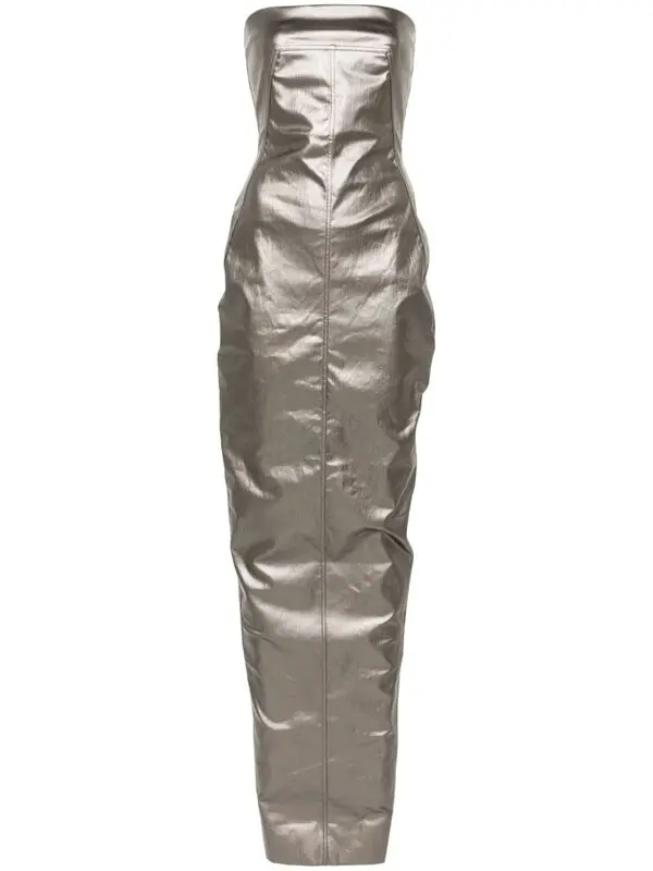Rick Owens Coated Strapless Bustier Gown - Grey