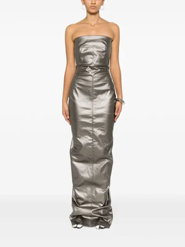 Rick Owens Coated Strapless Bustier Gown - Grey