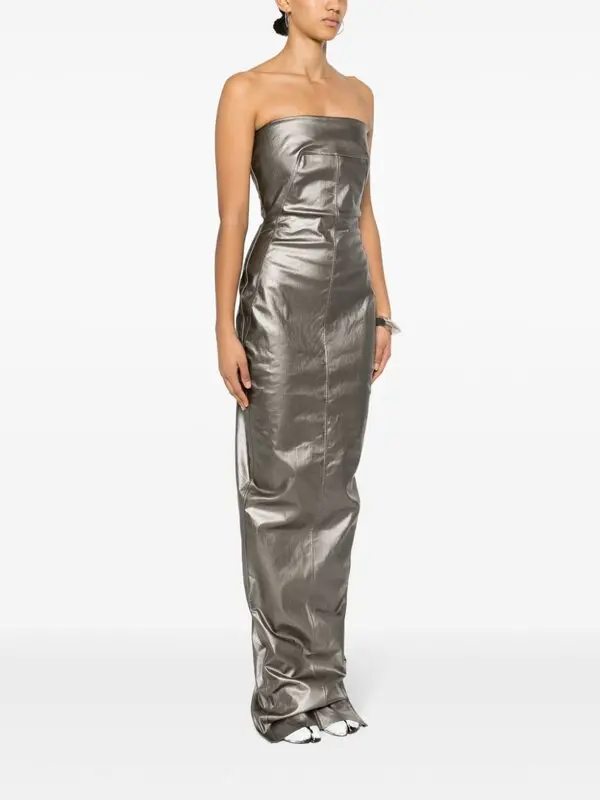 Rick Owens Coated Strapless Bustier Gown - Grey