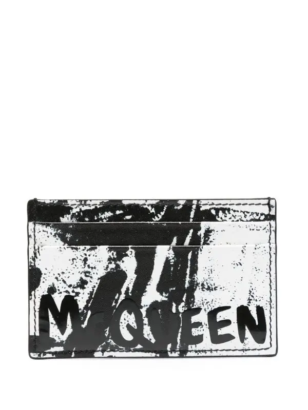 Alexander McQueen Graffiti-print Leather Cardholder