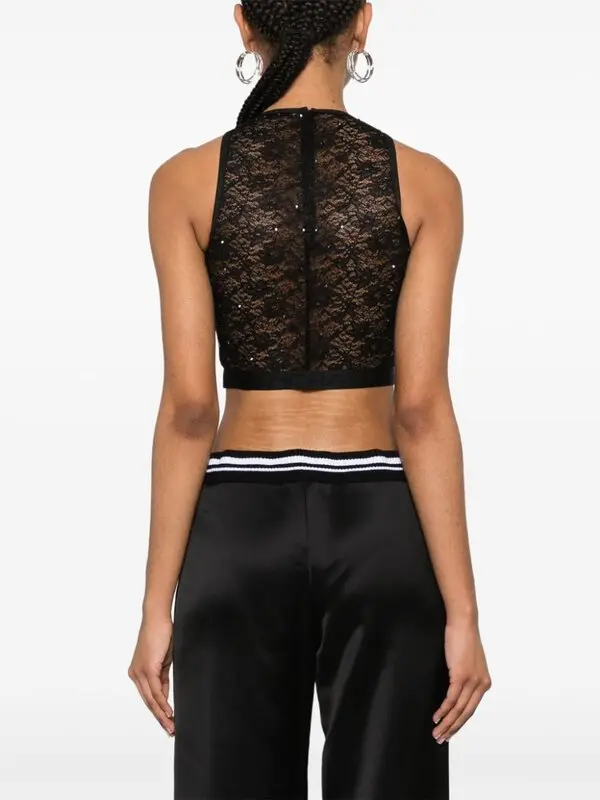 Alessandra Rich Cropped Lace Tank Top