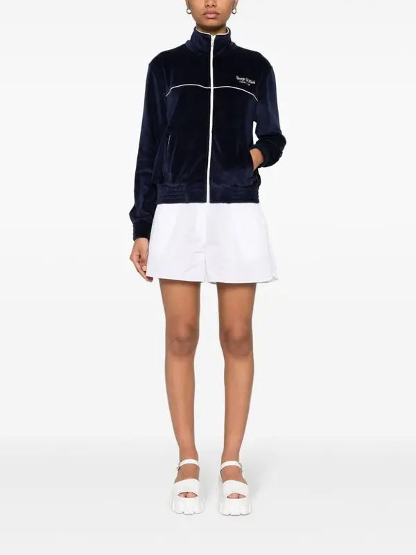 SPORTY & RICH Velour Zip-up Track Jacket - Blue