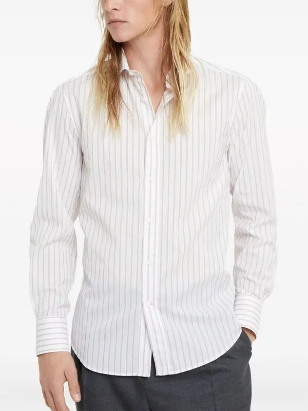 Brunello Cucinelli Striped Cotton Shirt - White