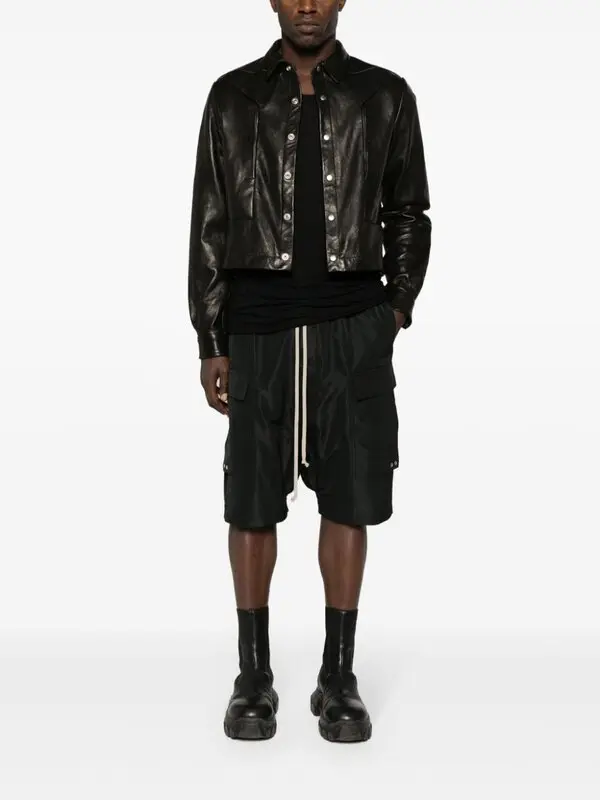 Rick Owens Alice Strobe Leather Shirt Jacket In Black - 43% Off
