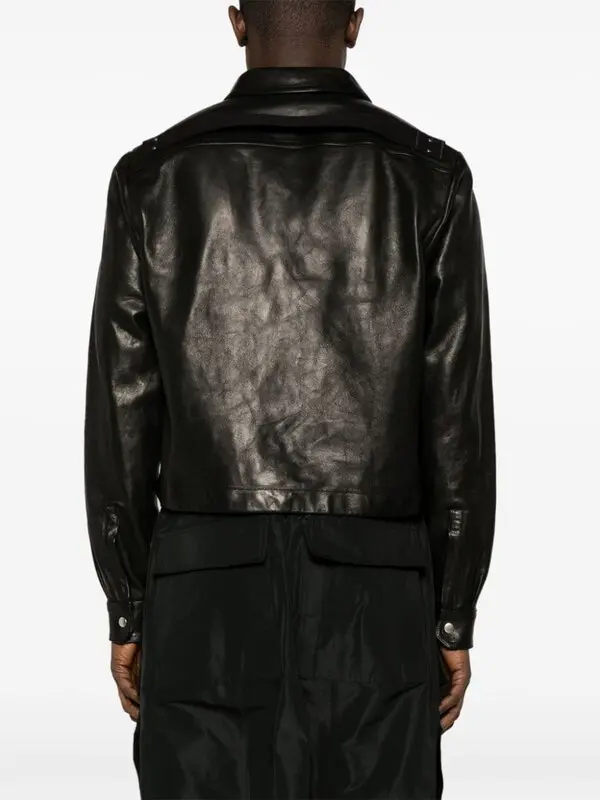 Rick Owens Alice Strobe Leather Shirt Jacket In Black - 43% Off