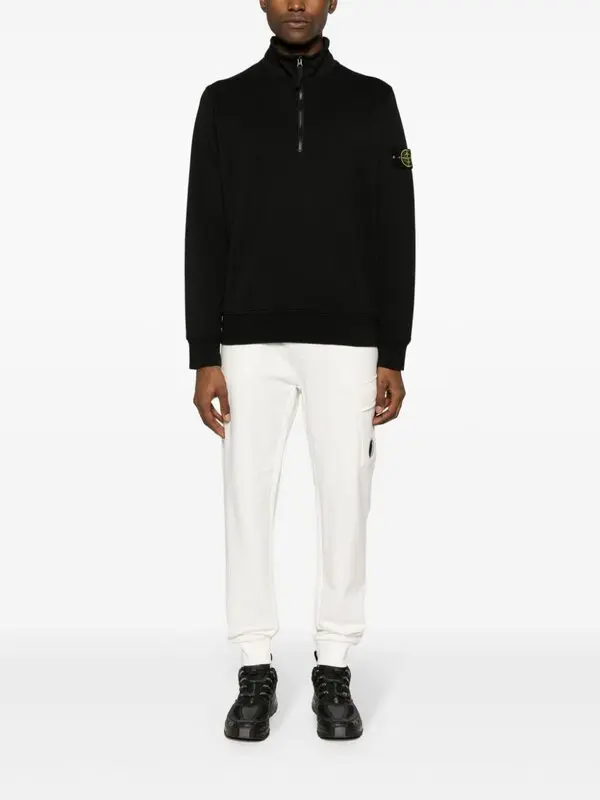 Stone Island Compass-patch Zip-up Sweatshirt - Black