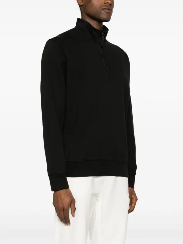 Stone Island Compass-patch Zip-up Sweatshirt - Black