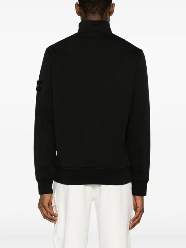 Stone Island Compass-patch Zip-up Sweatshirt - Black
