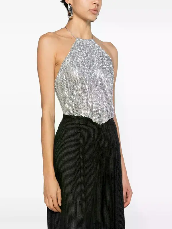 MANURI Paper Rock Chainmail Halterneck Top - Silver