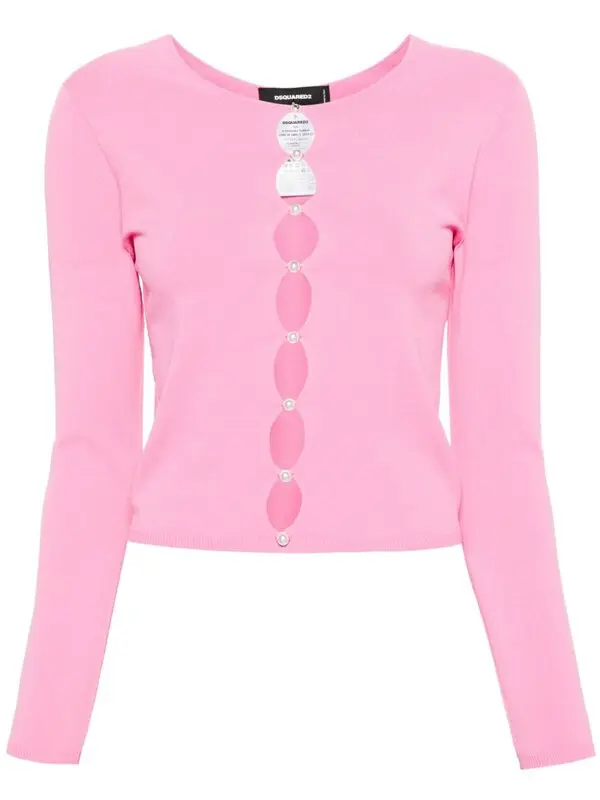 Dsquared2 Faux-pearl Cut-out Cardigan - Pink