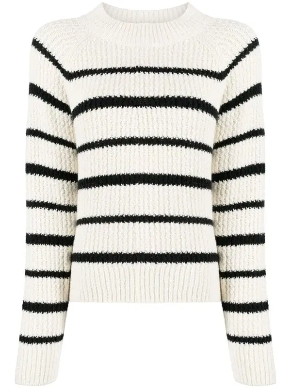 Vince Striped Ribbed-knit Jumper - White