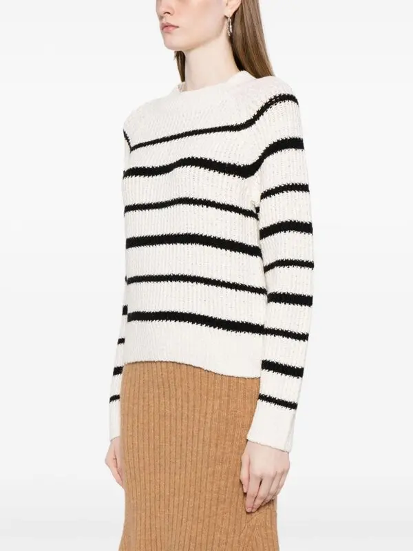 Vince Striped Ribbed-knit Jumper - White