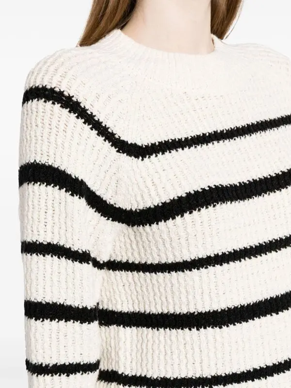 Vince Striped Ribbed-knit Jumper - White