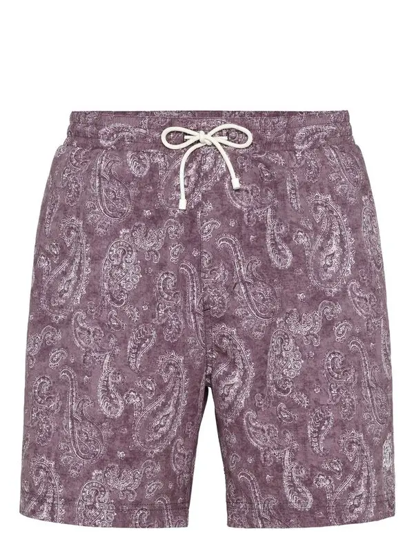 Brunello Cucinelli Bandana-print Swim Shorts - Purple