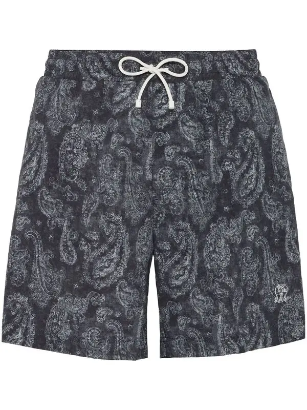 Brunello Cucinelli Paisley-print Swim Shorts - Black
