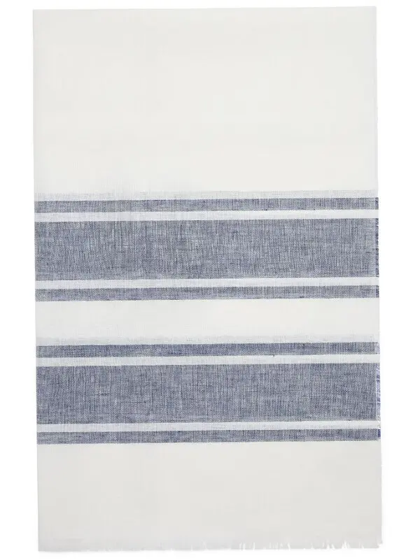 Brunello Cucinelli Stripe-detail Mélange Linen Scarf - White