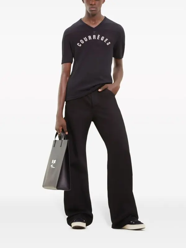 COURREGES Logo-print Mesh T-shirt - Black