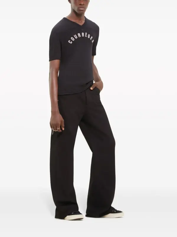 COURREGES Logo-print Mesh T-shirt - Black