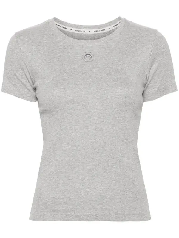 MARINE SERRE Organic Cotton T-shirt With Crescent Moon Embroidery