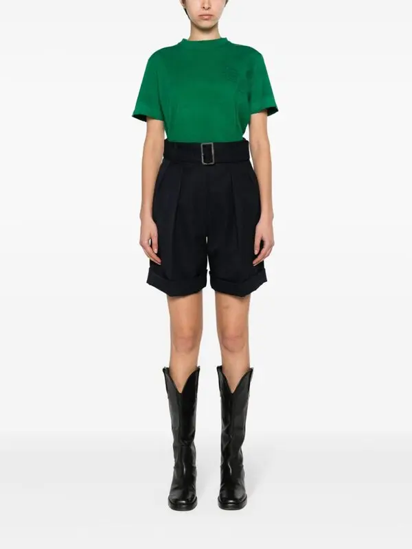 GOLDEN GOOSE Belted Virgin Wool Blend Shorts - Blue