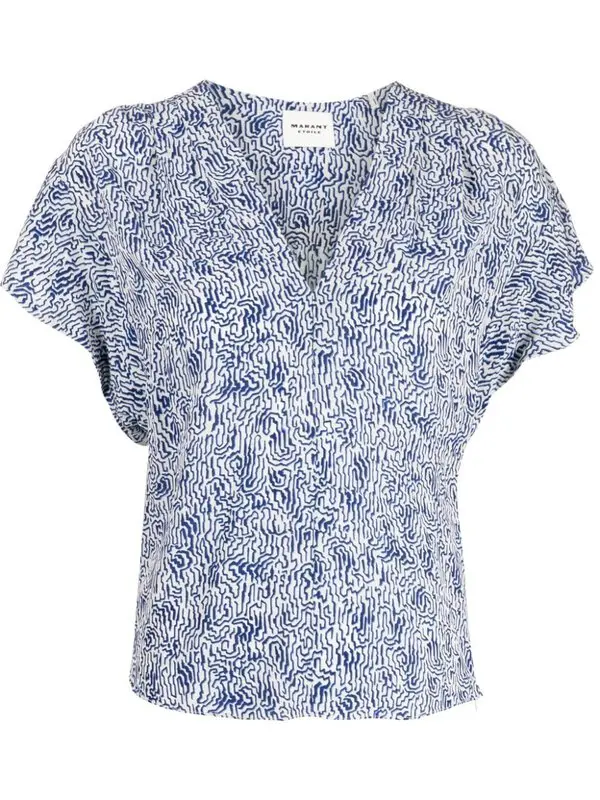 MARANT ETOILE Delocia Abstract-print V-neck Blouse