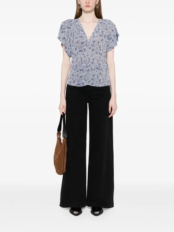 MARANT ETOILE Delocia Abstract-print V-neck Blouse