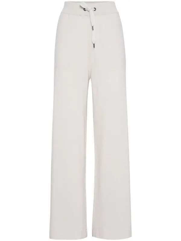 Brunello Cucinelli Drawstring Wide-leg Track Pants - White