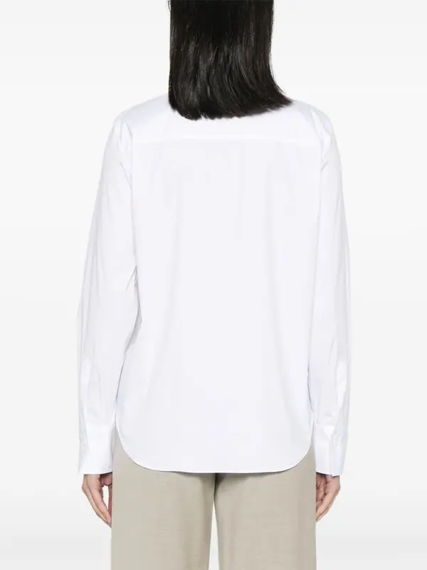 Brunello Cucinelli Beaded-trim Poplin Shirt - White