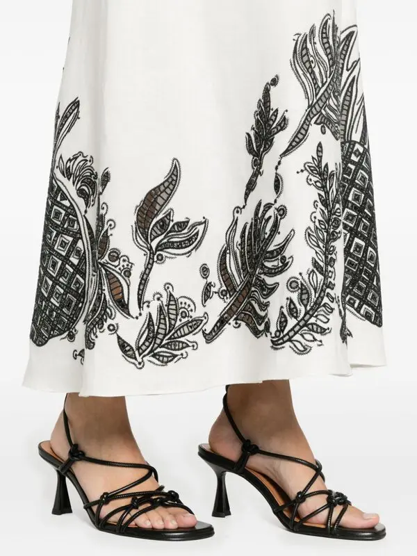 Dorothee Schumacher Pineapple-embroidery A-line Linen Skirt