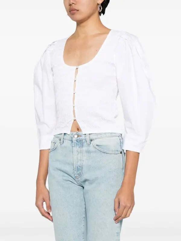 GANNI Organic Cotton Poplin Blouse - White