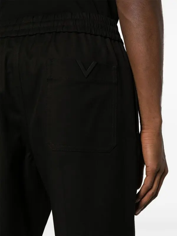 Valentino Garavani V-detail Canvas Trousers - Black