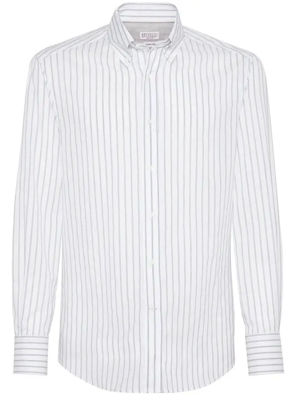 Brunello Cucinelli Striped Cotton Shirt - White