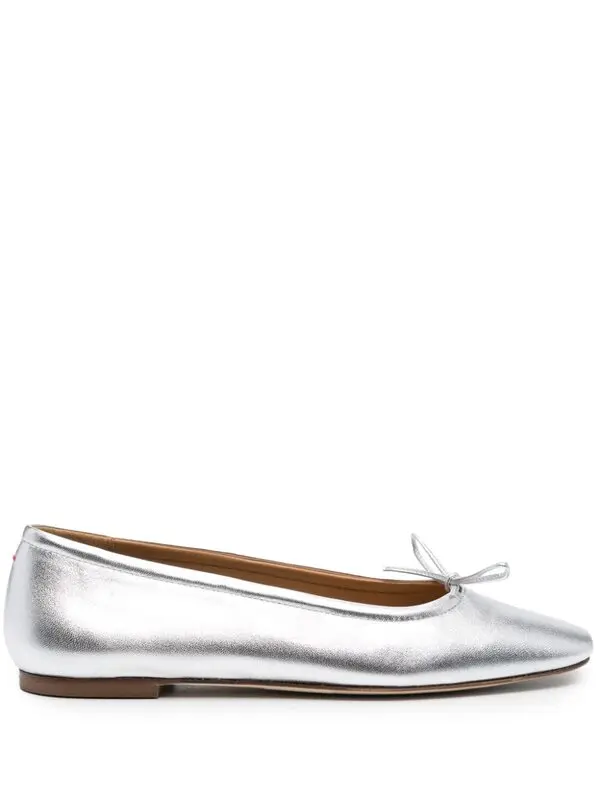 AeydĒ Metallic Leather Ballerinas - Silver