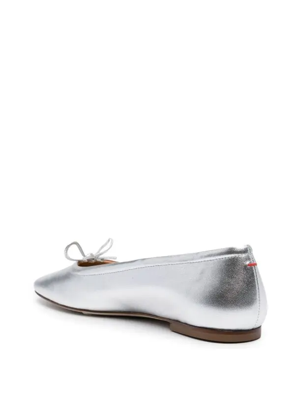 AeydĒ Metallic Leather Ballerinas - Silver