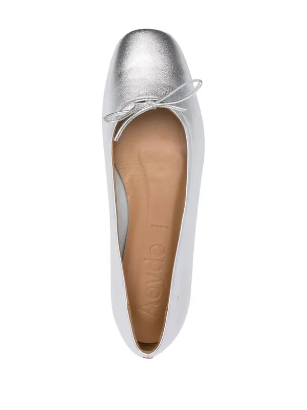 AeydĒ Metallic Leather Ballerinas - Silver