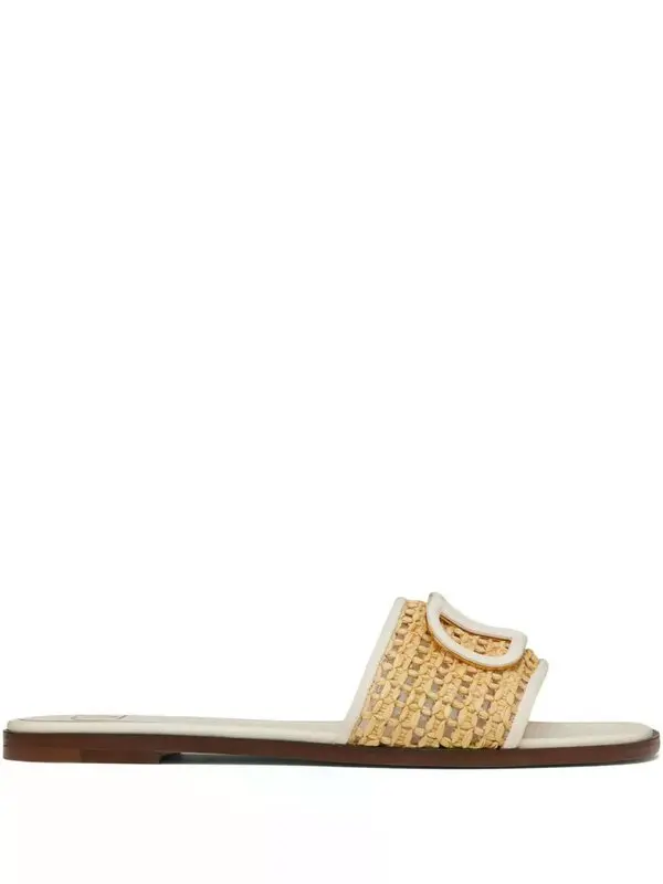 Valentino Garavani Vlogo Signature Raffia Sandals - Neutrals