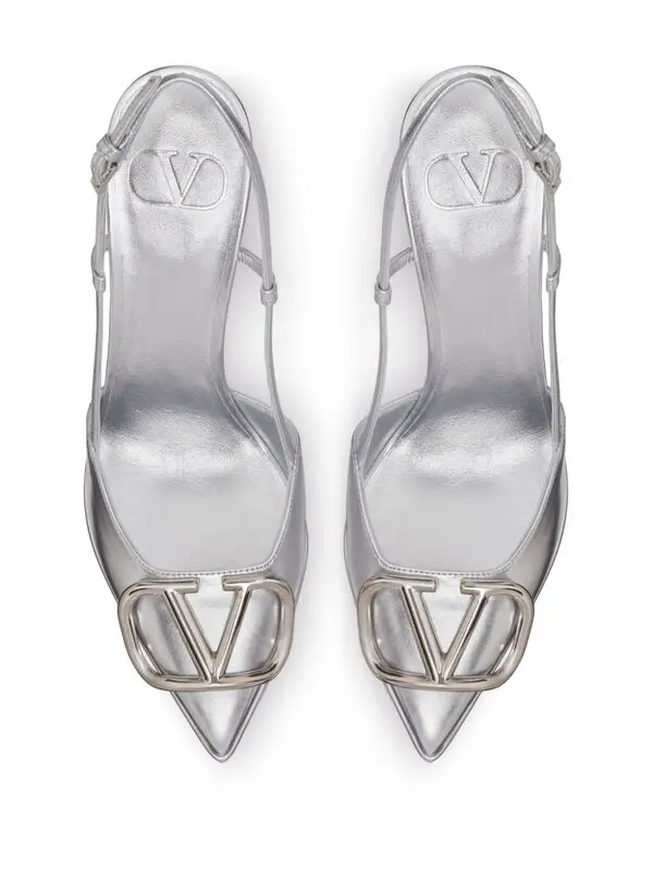Valentino Garavani Vlogo Metallic Leather Pumps