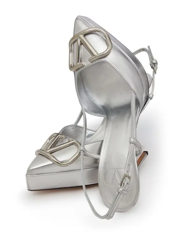 Valentino Garavani Vlogo Metallic Leather Pumps