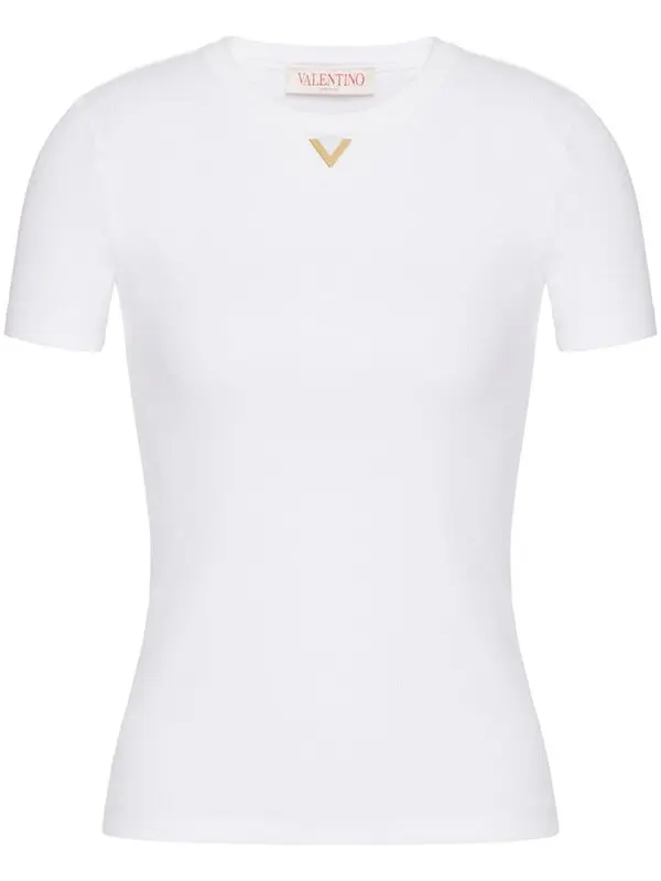 Valentino Garavani Vgold Ribbed T-shirt - White