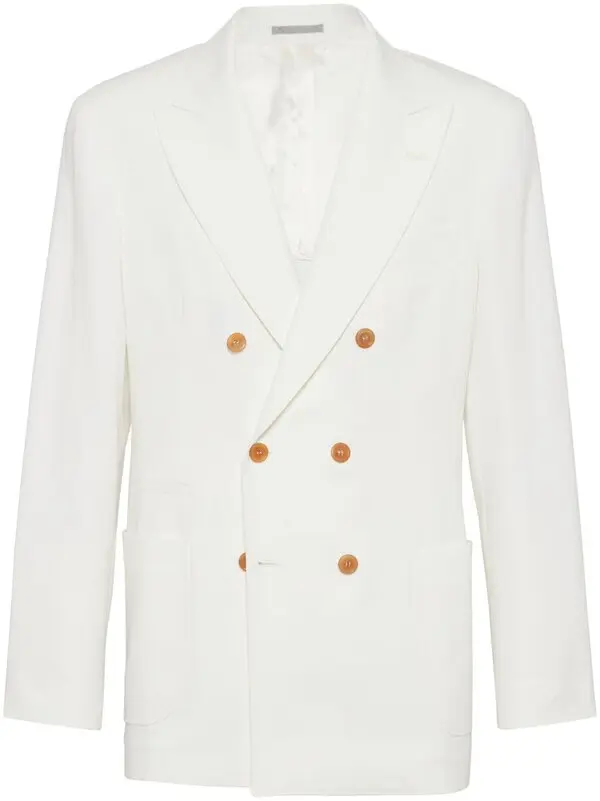 Brunello Cucinelli Double-breasted Linen Blazer